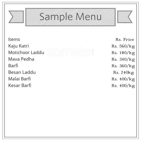 Mahalaxmi Sweets And Farsan Mart Menu - Zomato