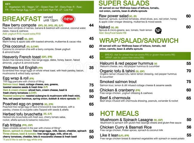 Wellness Cafe Menu, Menu for Wellness Cafe, Gardens, Cape Town - Zomato SA