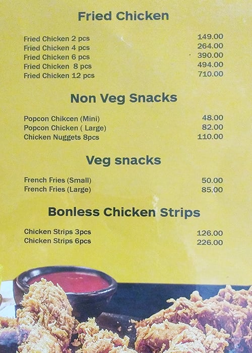 Menu at BFC Restaurant(Fried chicken,Burgers,Milkshake.Faloodha ...