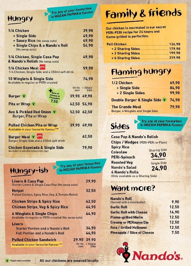Nando's Menu, Menu for Nando's, George, Western Cape - Zomato SA