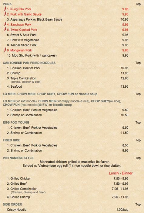 Menu at Heaven Dragon Arvada restaurant, Arvada, W 64th Ave #14