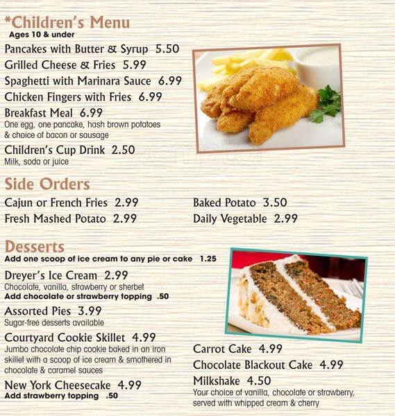 Menu at Courtyard Cafe, Las Vegas, W Tropicana Ave