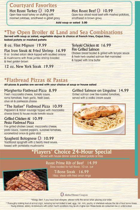 Menu at Courtyard Cafe, Las Vegas, W Tropicana Ave