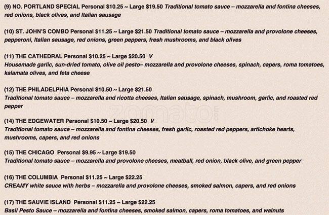 Menu at Signal Station Pizza pizzeria, Portland