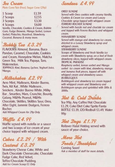 Gelato Menu, Menu for Gelato, Whitechapel, London - Zomato UK
