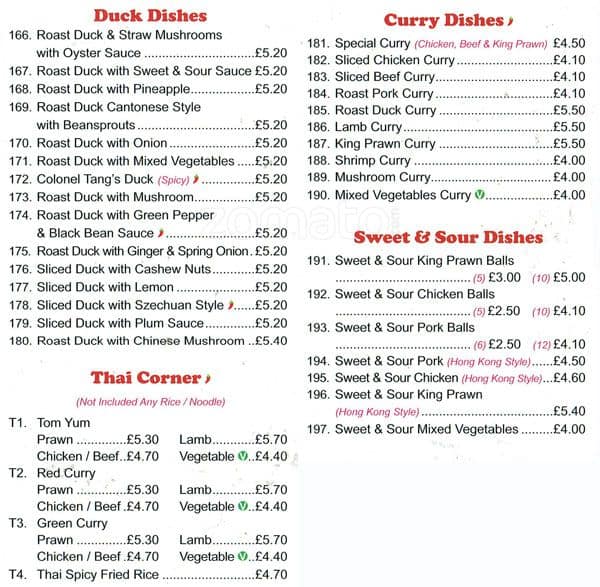 Menu at Hing's fast food, Sidcup, 151 Station Rd