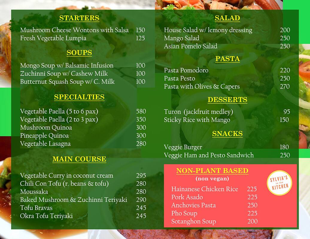 Menu at Live Life cafe, Cebu City