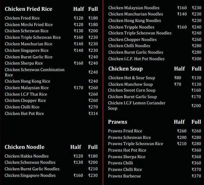 Menu of Pathan's Chinese, Malad West, Mumbai