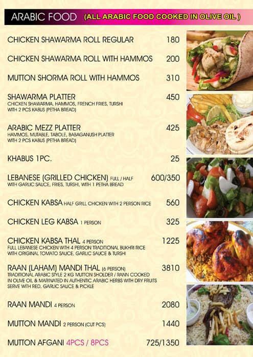 Menu of Horizon, Nerul, Navi Mumbai