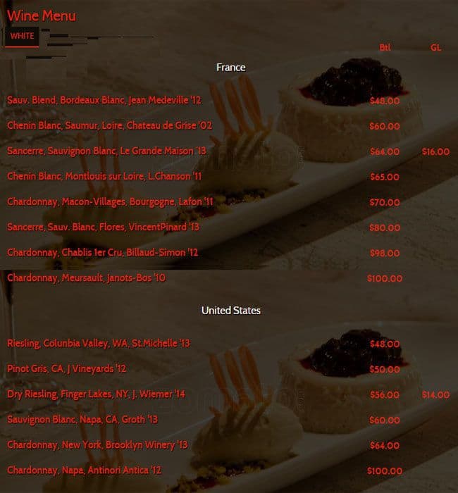 Menu at Taboon restaurant, West New York