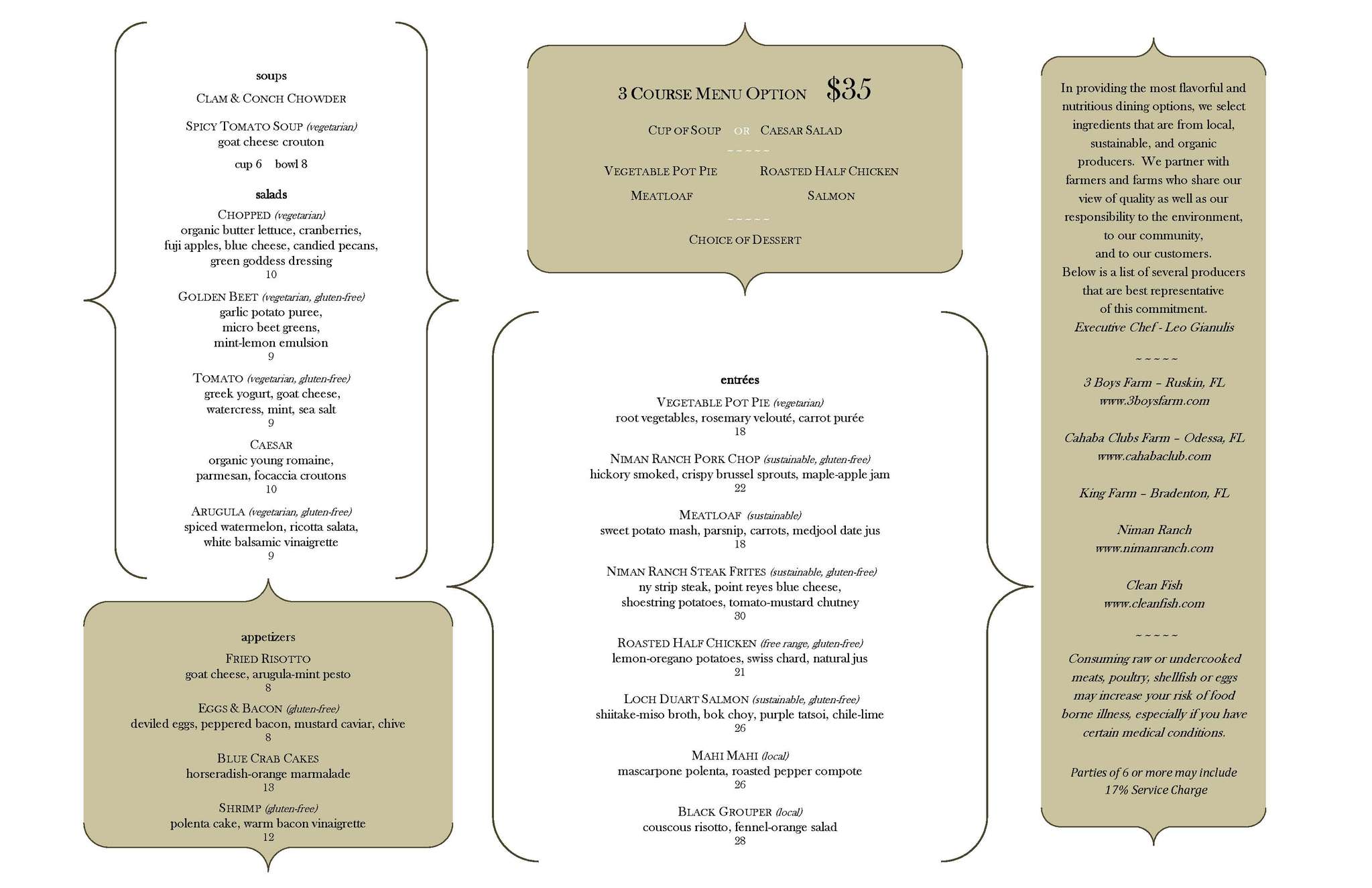 Menu at Currents pub & bar, Sarasota