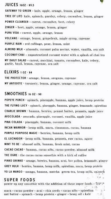 Menu at Living Kitchen restaurant, Charlotte, South Blvd Suite 300