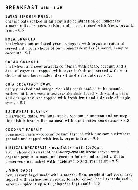 Menu at Living Kitchen restaurant, Charlotte, South Blvd Suite 300