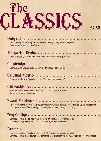 Menu at Arts Theatre Club, London