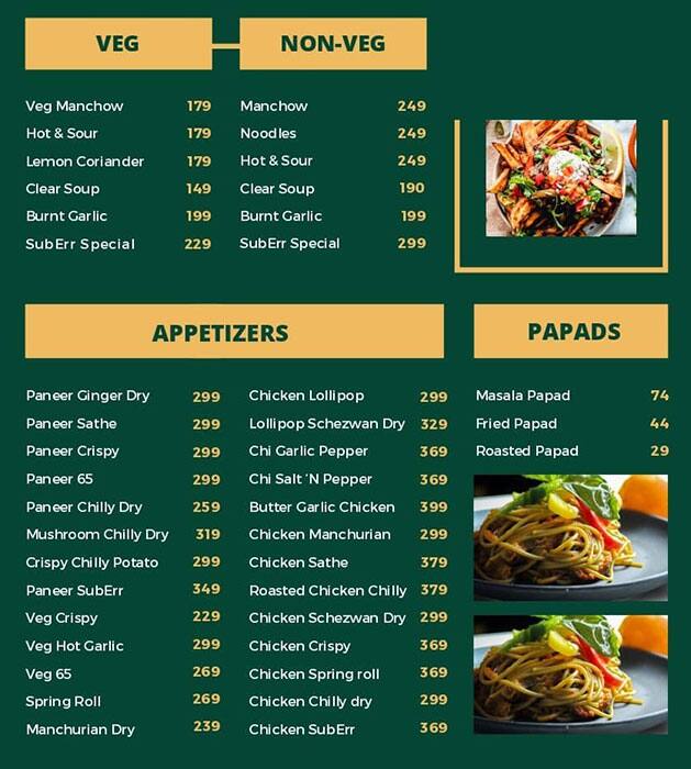 Menu of Error 101, Kalyan, Thane