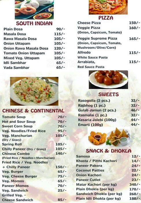 Menu at Sri Bankey Bihari, Noida