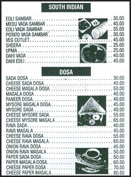 Menu at Shri Ganesh Darshan, Mumbai, Gala No. 27