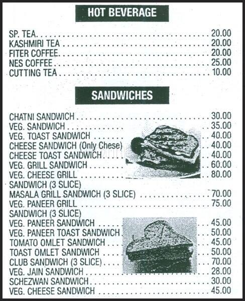 Menu at Shri Ganesh Darshan, Mumbai, Gala No. 27