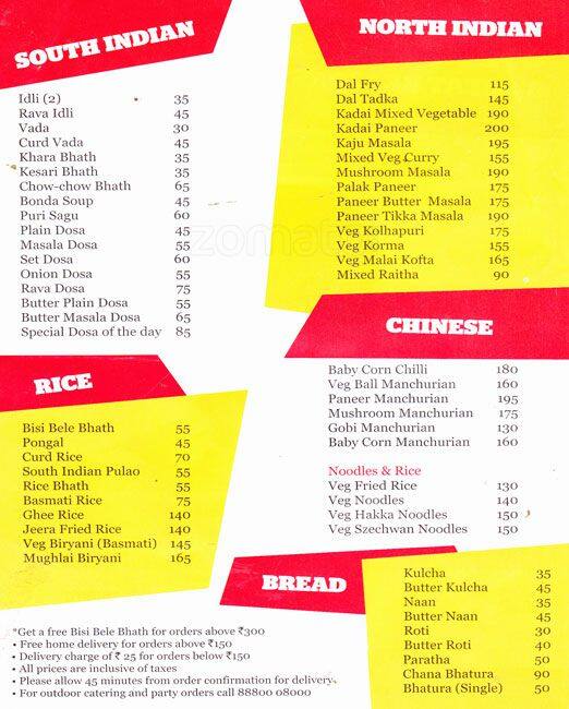 Menu at Vasudev Adiga's, Bengaluru, #5 #6 & #7