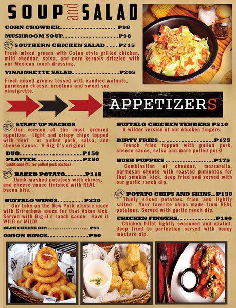 Big D's Smokehouse Menu, Menu for Big D's Smokehouse, Tomas Morato ...