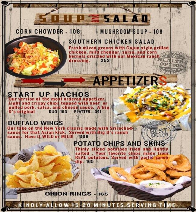 Big D's Smokehouse Menu, Menu for Big D's Smokehouse, Tomas Morato ...