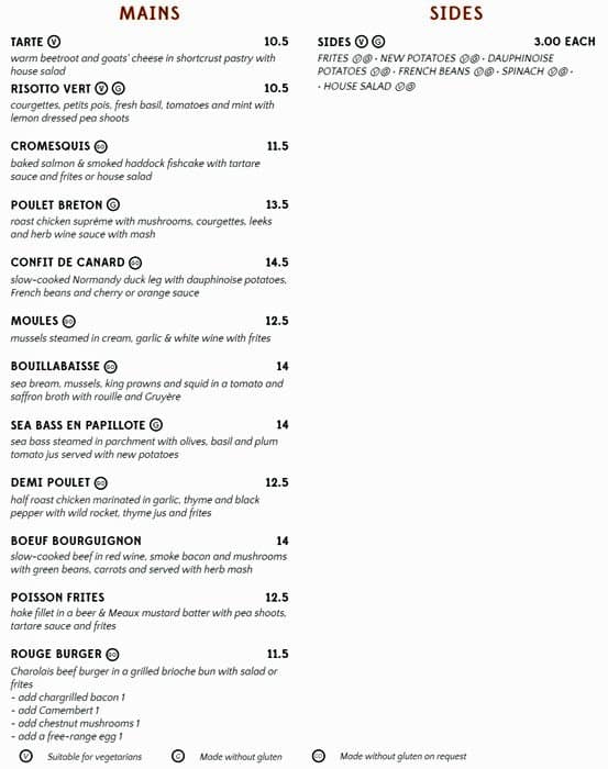 Menu at Café Rouge - Birmingham Harborne restaurant, Birmingham, 42-44 ...