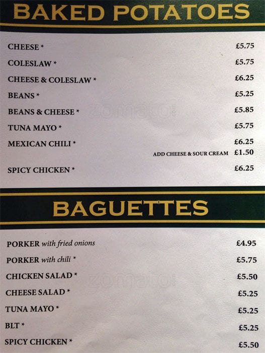 Menu at Blane Valley pub & bar, Glasgow