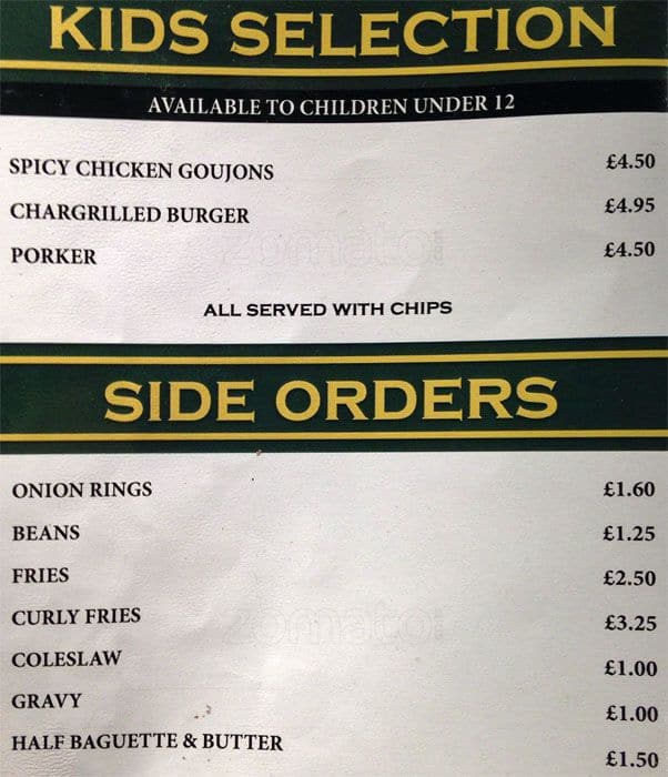 Menu at Blane Valley pub & bar, Glasgow