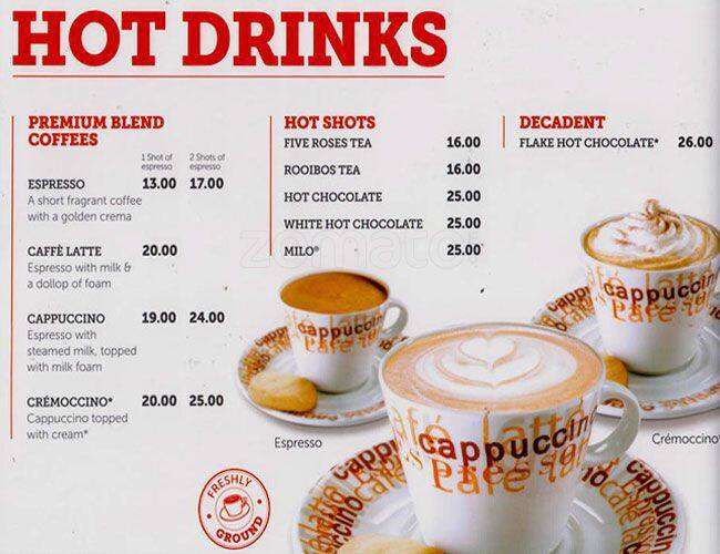 Menu at Wimpy, Durban, City View Shopping Centre