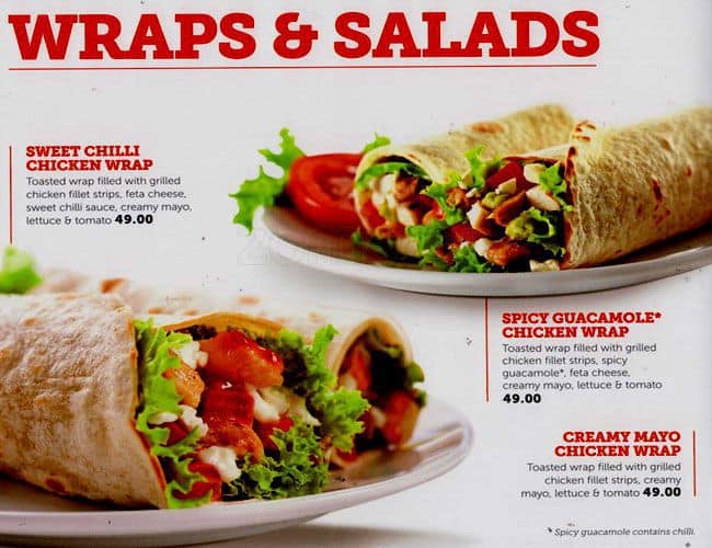 Menu at Wimpy restaurant, Umhlanga, Shop 67B