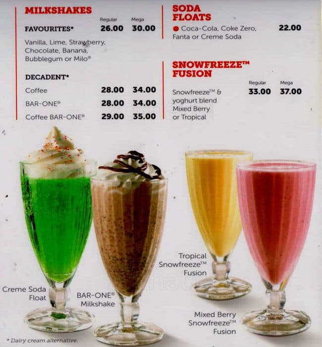 Menu at Wimpy, Durban, City View Shopping Centre