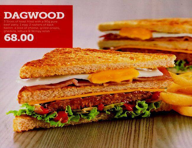 Menu at Wimpy restaurant, Umhlanga, Shop 67B