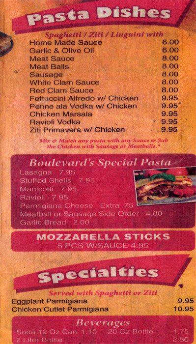 Menu at Blvd Pizzeria, New York City, Queens Blvd