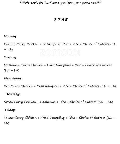 Menu at Charm restaurant, Warr Acres