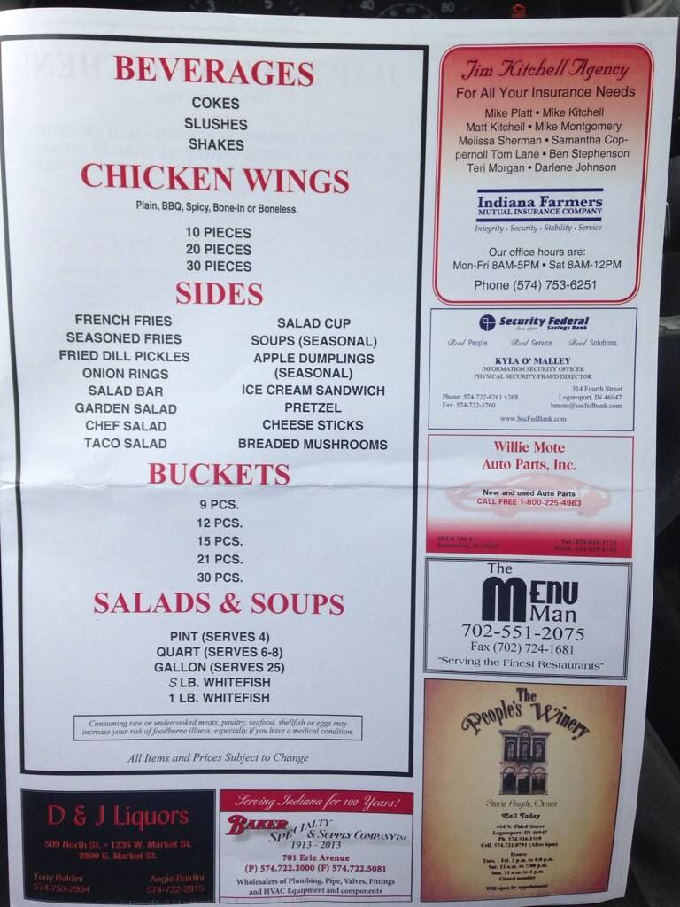 Menu at Happy Burger fast food, Logansport, E Market St