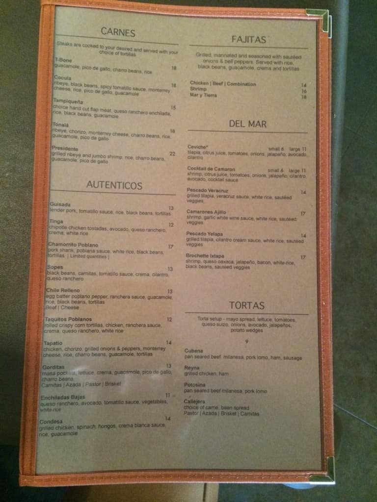 Menu at Mi Cocula Mexican Grill restaurant, Fort Worth