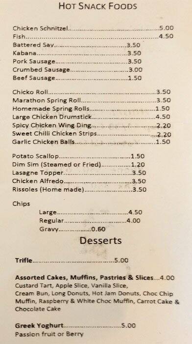 Menu at Hillside Cafe, Yatala