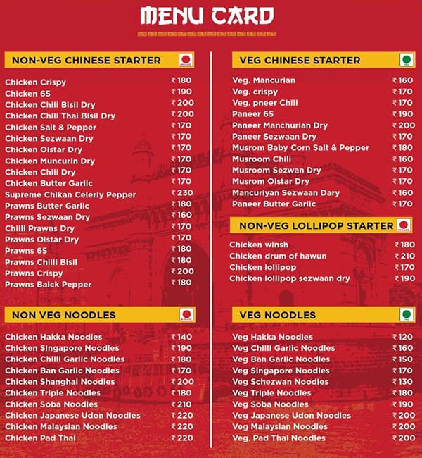 Menu of The Bombay Chinese, Chembur, Mumbai