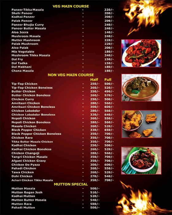 Menu at Tip Top Restaurant, Rishikesh, school