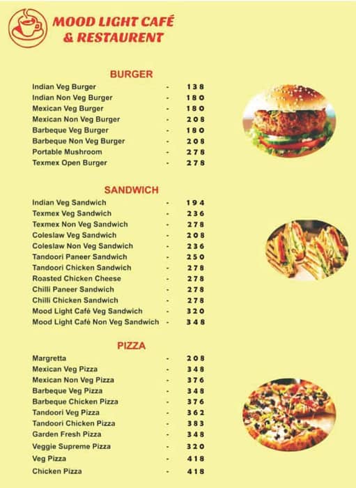 Menu of Mood Light Cafe & Restaurant, Sri Krishnapuri, Patna