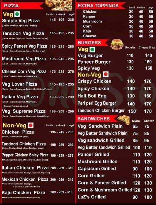 Menu at One Stop Cafe, Mangalagiri