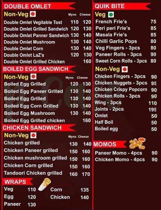 Menu at One Stop Cafe, Mangalagiri