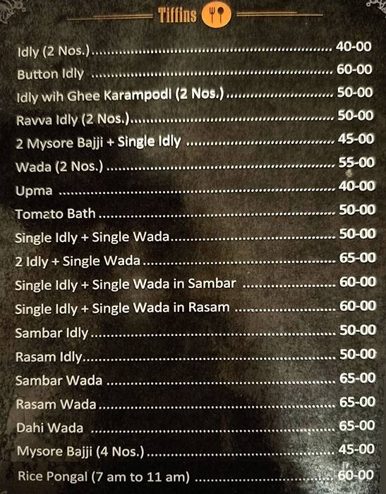 Menu of Hotel Annamayya, Kukatpally, Hyderabad