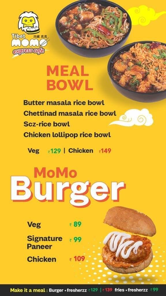Menu of Tibet Momo, Medavakkam, Chennai