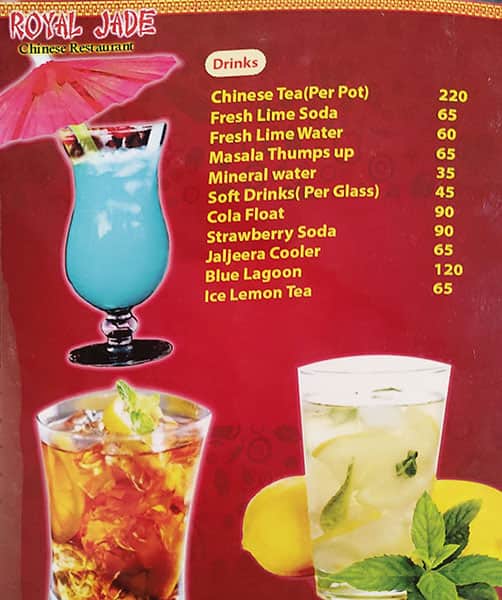 Menu of Royal Jade Chinese Restaurant, Kasba, Kolkata