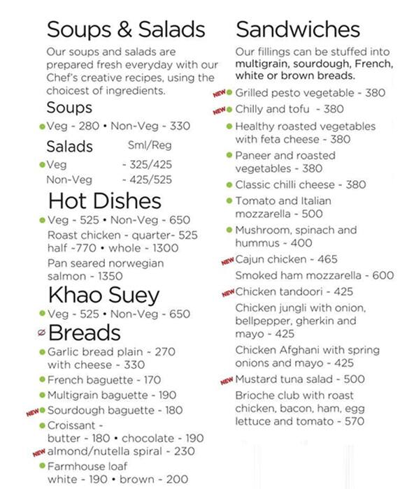 Menu of Eat Around The Corner, Pali Hill, Bandra West, Mumbai