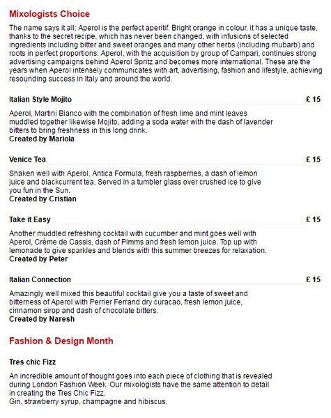 Menu at Longitude 08 pub & bar, London
