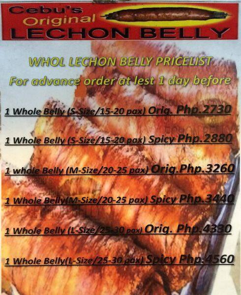 Carta del restaurante Cebu's Original Lechon Belly, Ciudad Quezon, SM ...