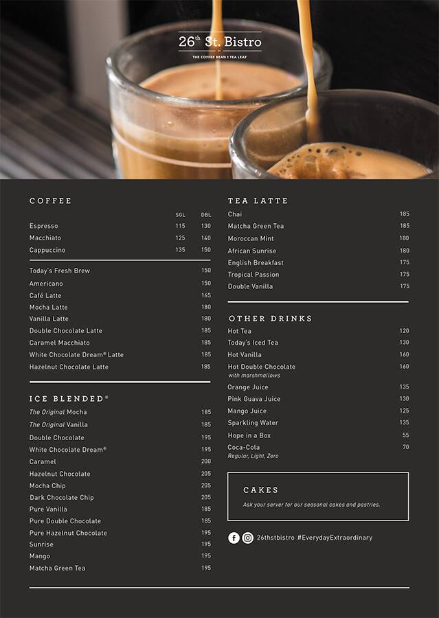 Menu at The Coffee Bean & Tea Leaf - SM Megamall cafe, Mandaluyong ...