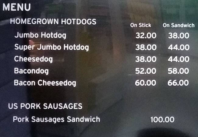 Menu at Hotdog on Sticks, Pasig